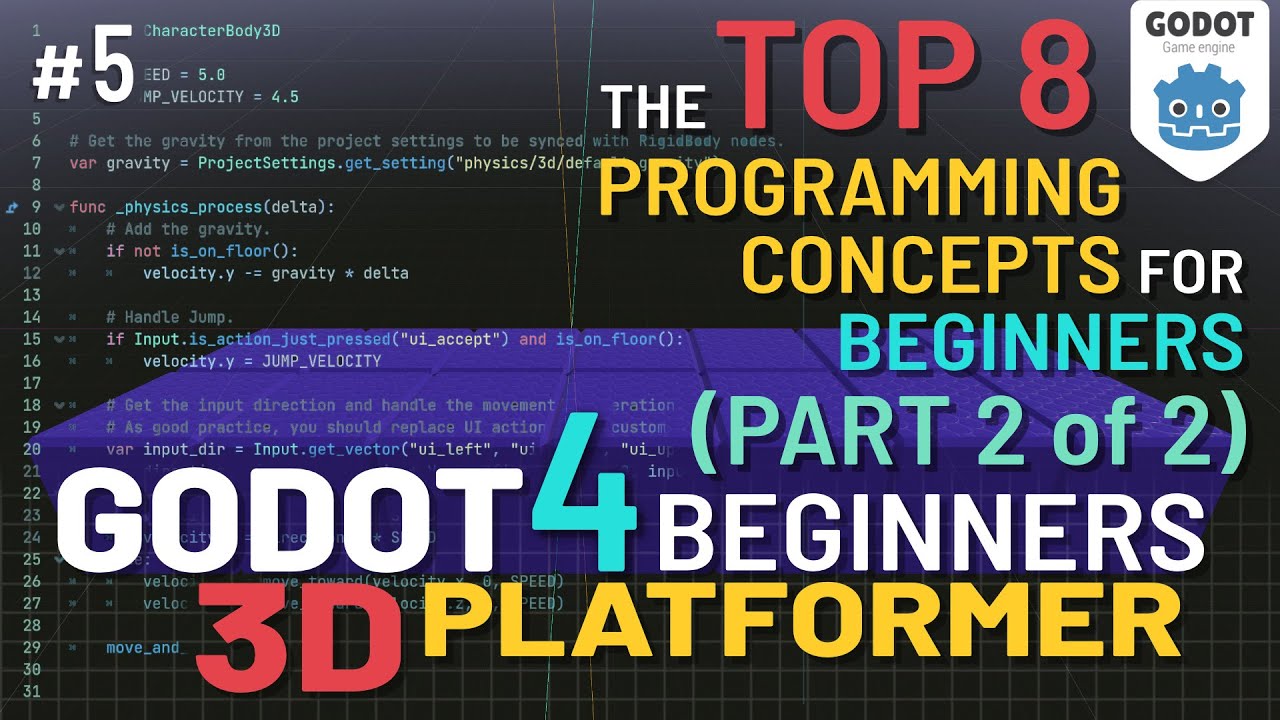 Godot 4 3d Platformer Lesson 5 Coding 101 Part 2 Youtube