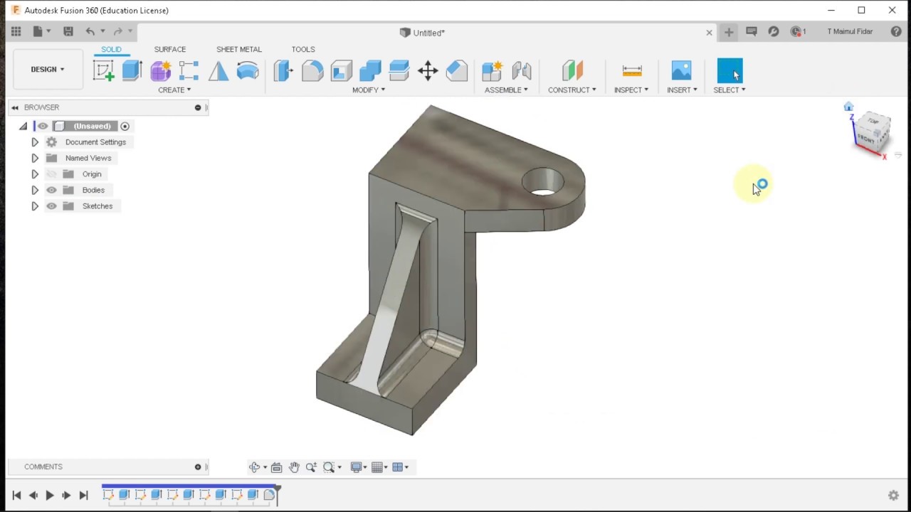 Fusion 360 Tutorial For Absolute Beginners Task 1 Cl Support Youtube