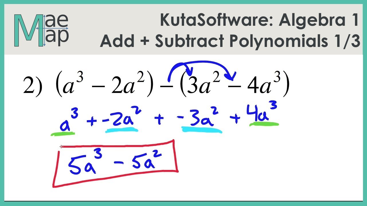 Kutasoftware Algebra 1 Adding And Subtracting Polynomials Part 1