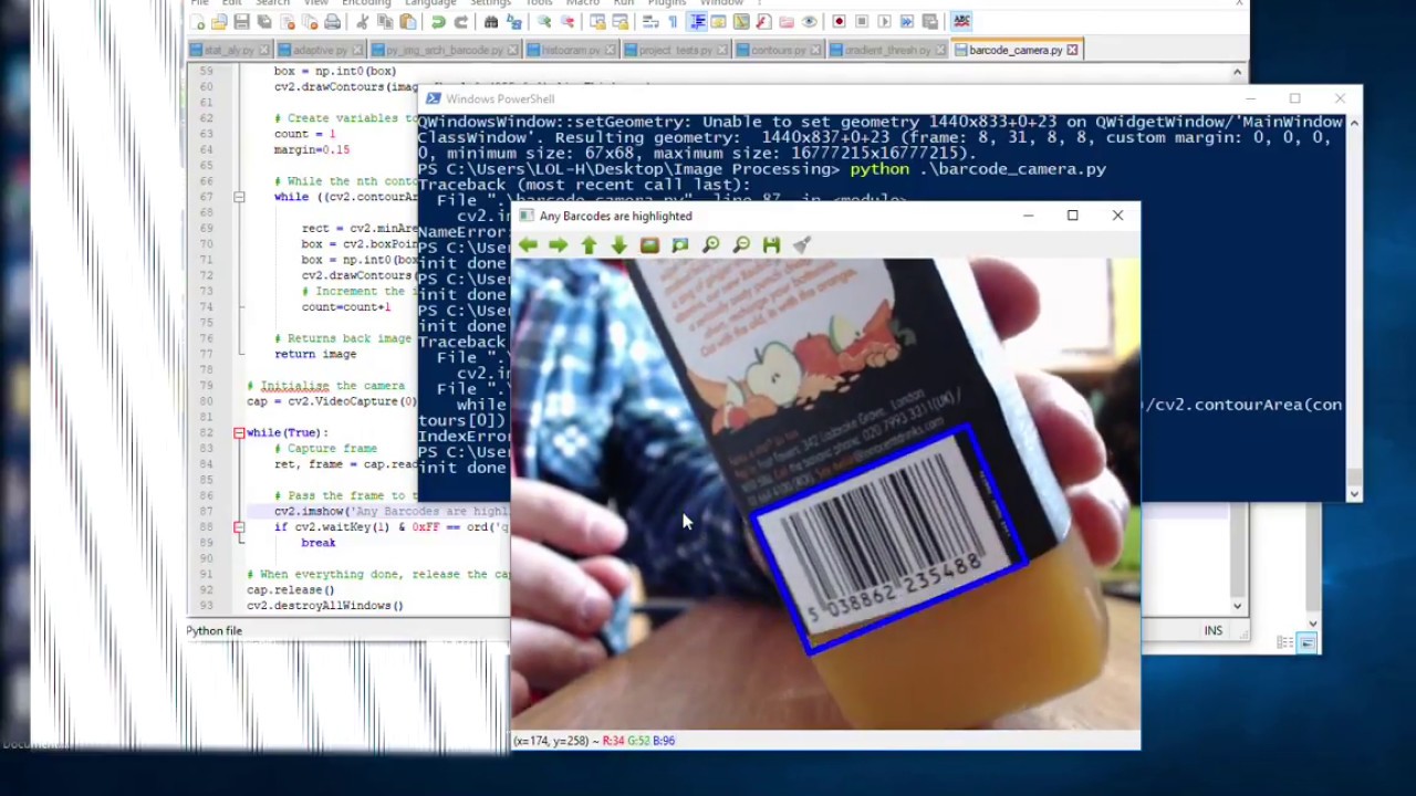 Opencv Python Find Barcode Test 1 Youtube