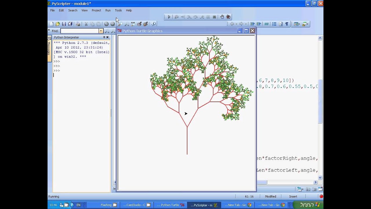 Fractal Tree Python Turtle Graphics Youtube