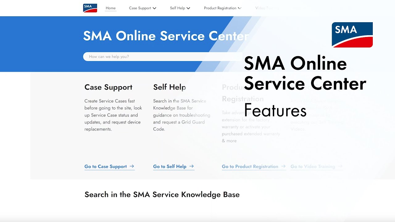 Sma Online Service Center Features Youtube