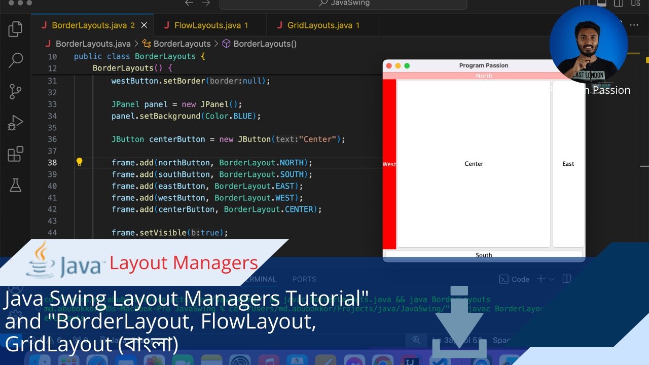 Java Swing Layout Managers Tutorial Borderlayout Flowlayout