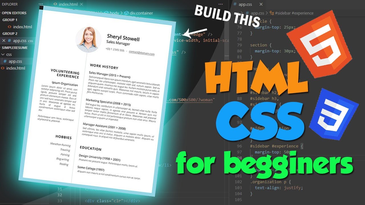Build A Simple Resume With Html And Css For Beginners Youtube