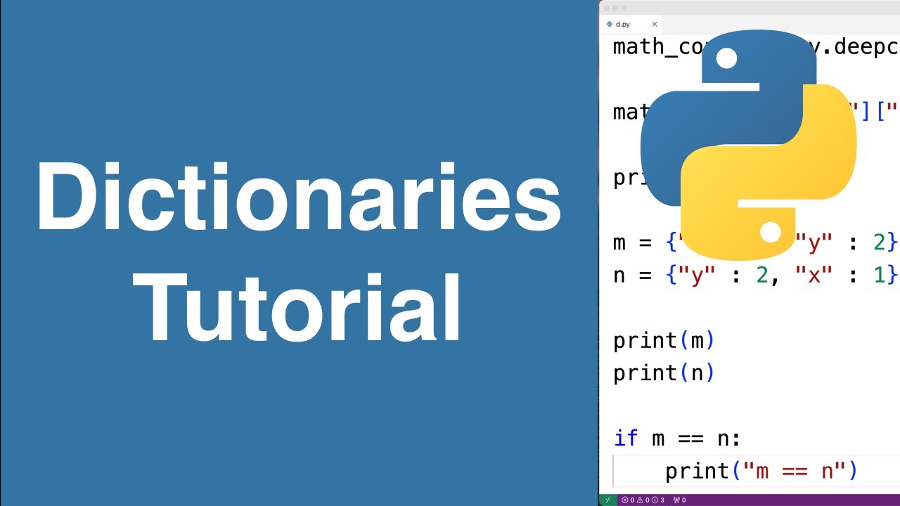 Dictionaries Python Tutorial Youtube