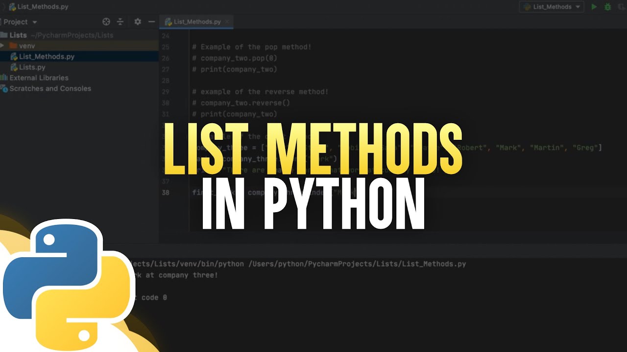 List Methods In Python Youtube