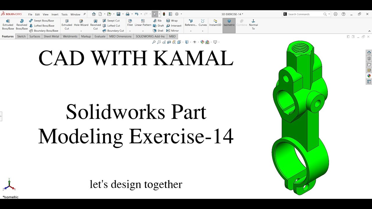 Solidworks Part Modeling Tutorial Exercise 14 Youtube