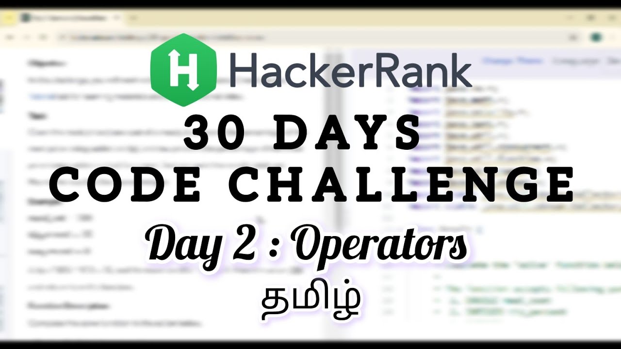 Hackerrank Day 2 Operators Java Tamil Youtube