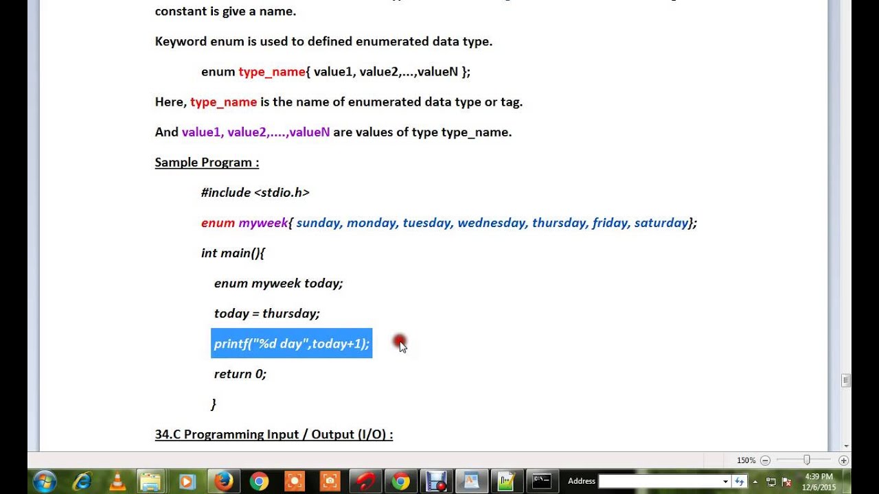 Tamil Enumerations In C Program Example Demo Youtube