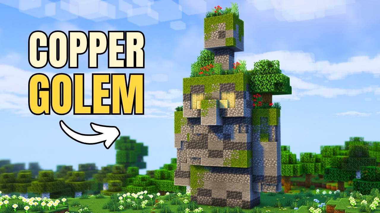 Minecraft How To Build A Copper Golem Statue Tutorial Youtube