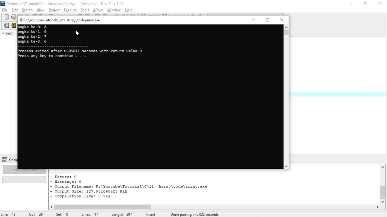 Tutorialbahasac Array Tutorial Bahasa Pemrograman C 12 Array Youtube