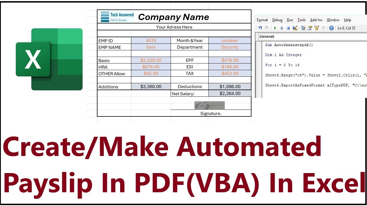 How To Create Automated Payslip Generator In Pdf In Excel Easy Tutorial