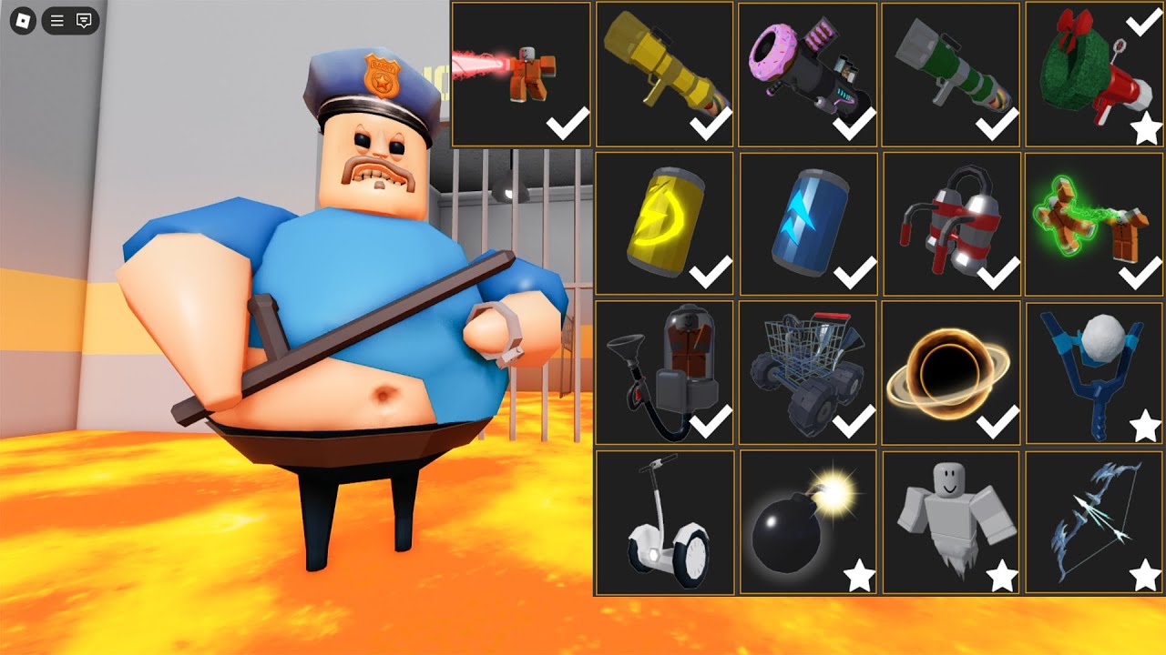 Barry S Prison Run Obby Lava Mode Use All Items Roblox Update All