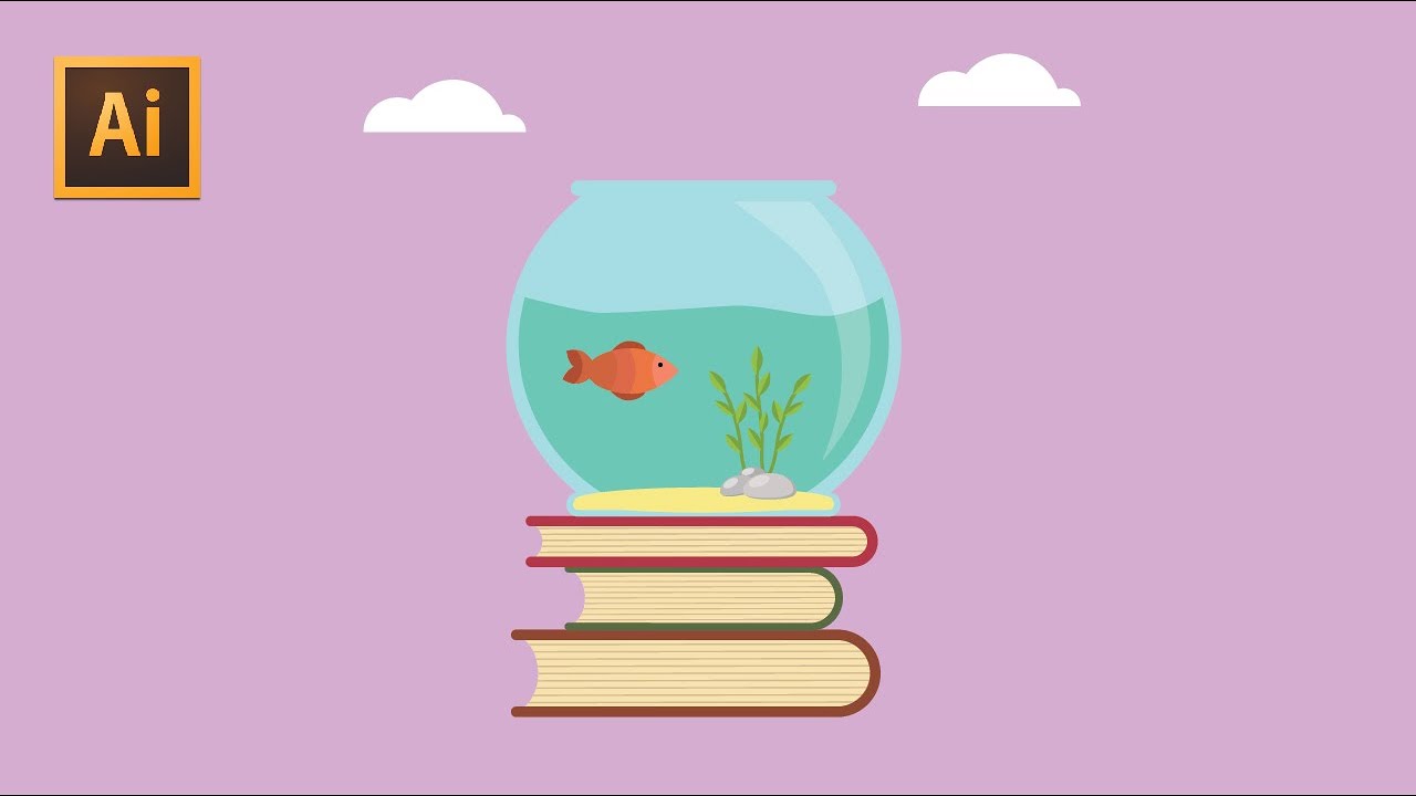 Small Fish In The Mini Aquarium Tutorial Flat Design Adobe