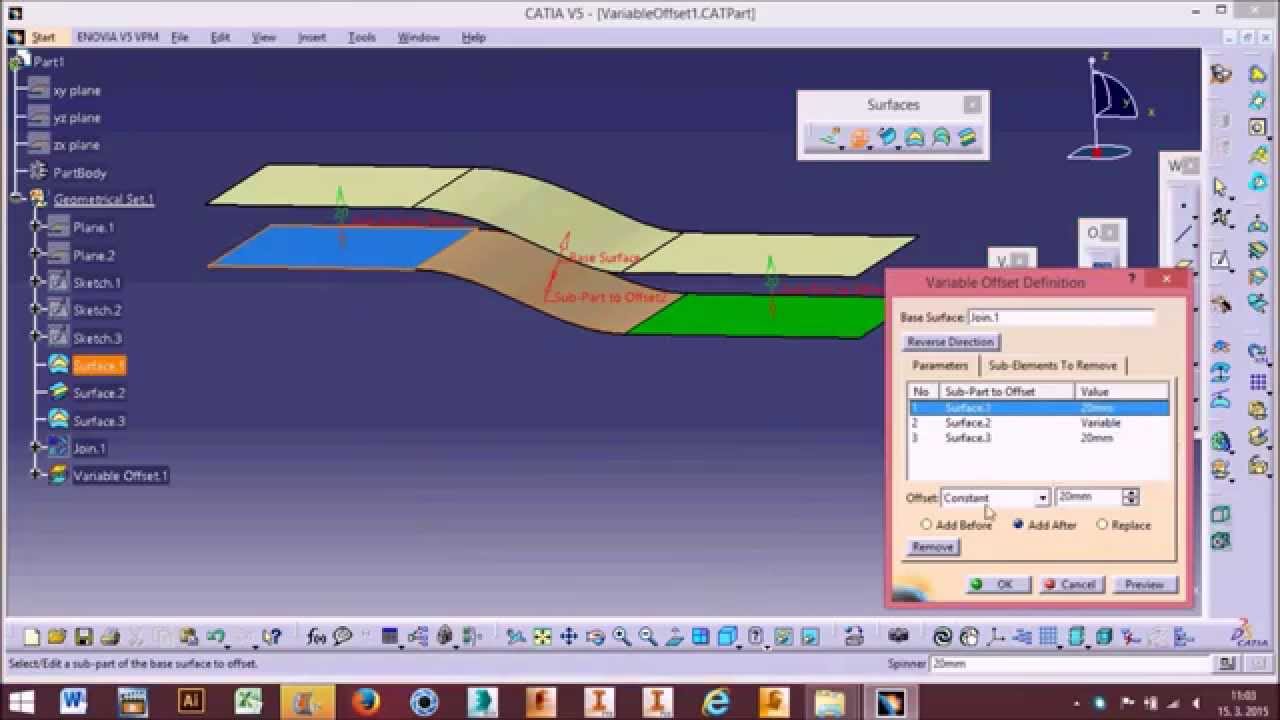 Variable Offset Catia V5 Tutorial Youtube