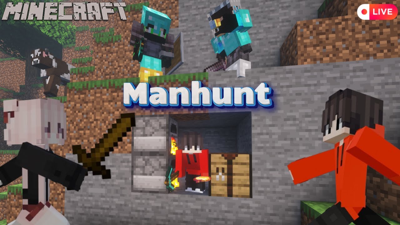 Minecraft Hindi Manhunt Speedrunner Vs 2 Hunters By Newnishu Live