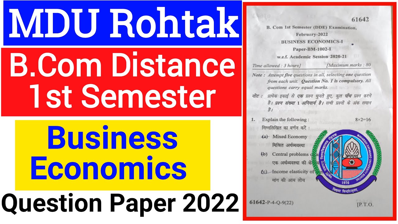 Mdu B Com Distance Business Economics 1st Semester Question Paper 2022