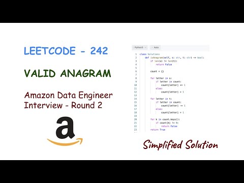 Leetcode 242 Valid Anagram Data Engineer Interview Problem Python