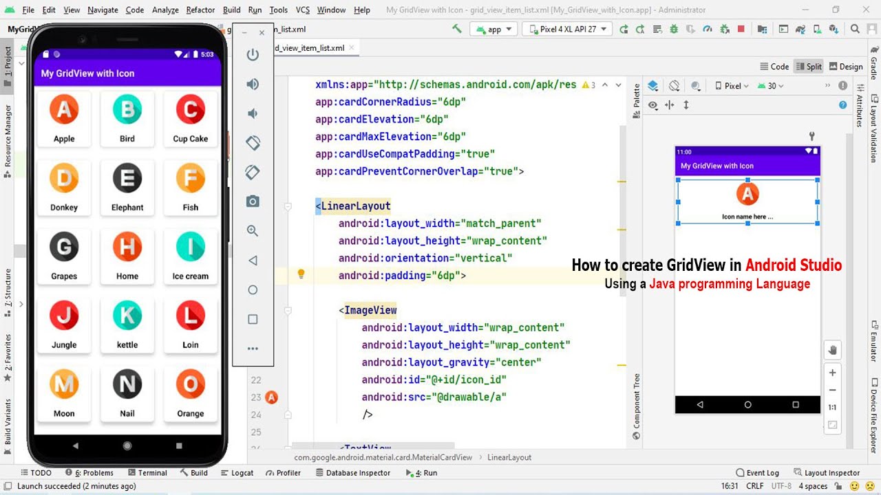 How To Create Gridview In Android Studio Using A Java Programming