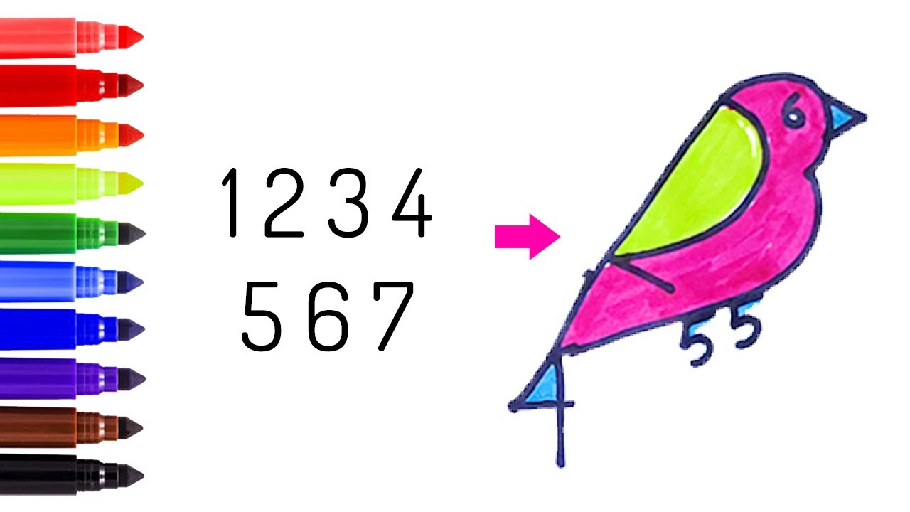 How To Draw A Bird With Number 1 2 3 4 5 6 And 7 Littleslearningtv