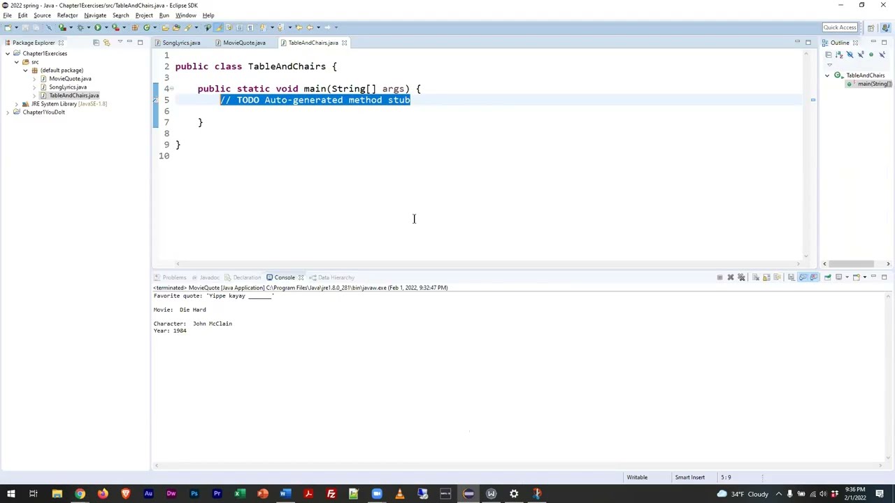 Java Programming 1 Completing Chapter 1 Exercises Spring 2022 Youtube