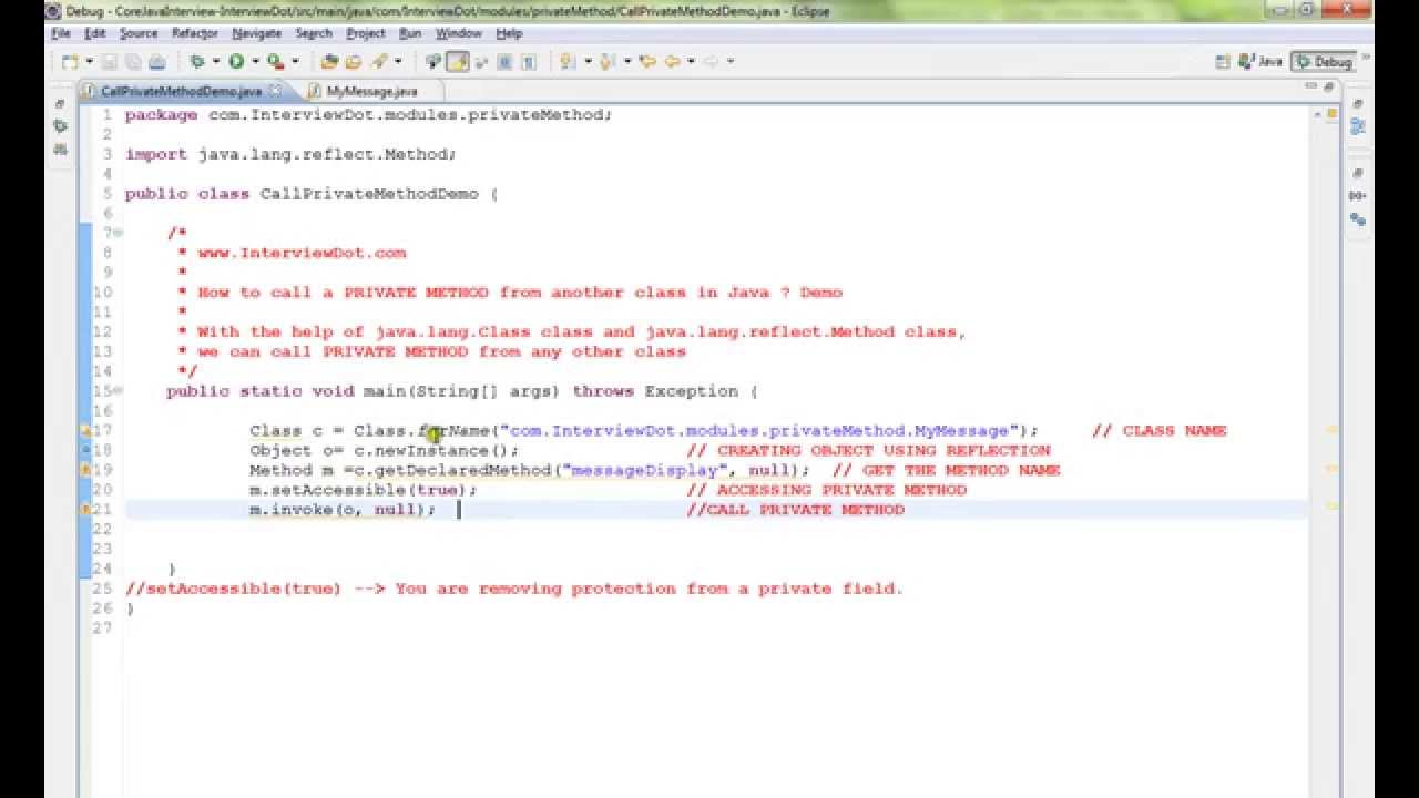 Tamil How To Call Private Method From Another Class In Java Youtube