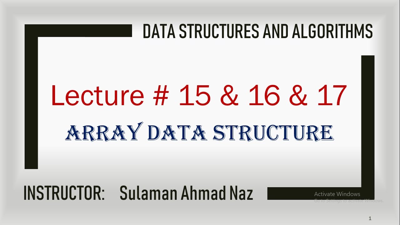 Data Structures Algorithms Lecture 15 16 17 Array Data