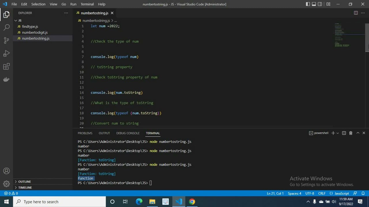 How To Convert Number To String In Javascript Using Tostring Method In