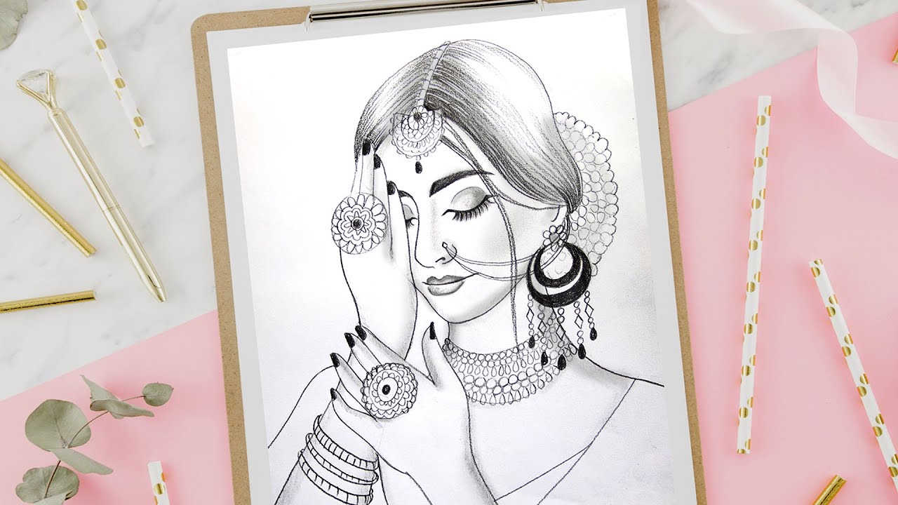 How To Draw A Beautiful Traditional Bride Very Easy Bride 40 Off