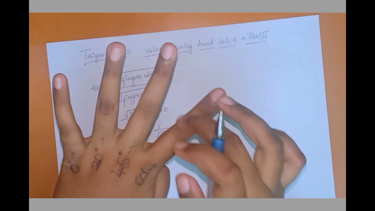 Trigonometric Values Using Hand Trick Part2 Trigonometry Class X