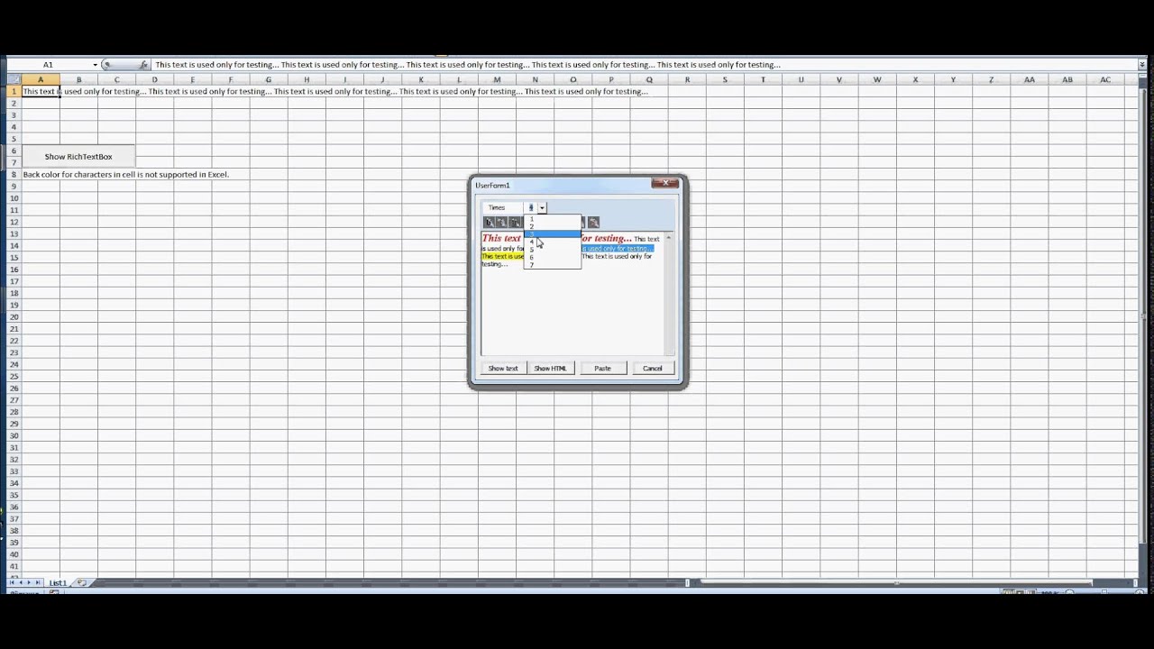 Richtextbox In Excel Youtube