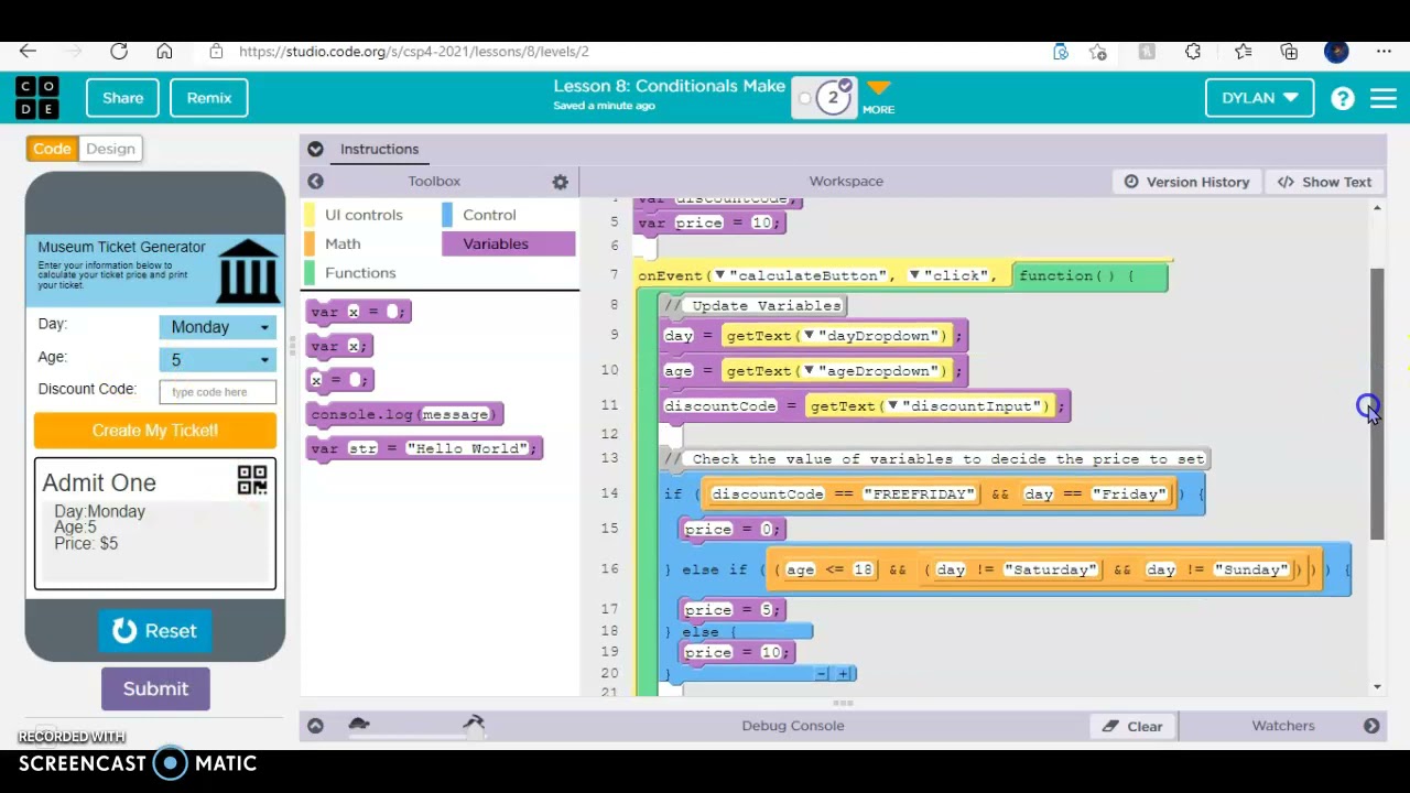 Code Org Lesson 8 Unit 4 App Youtube