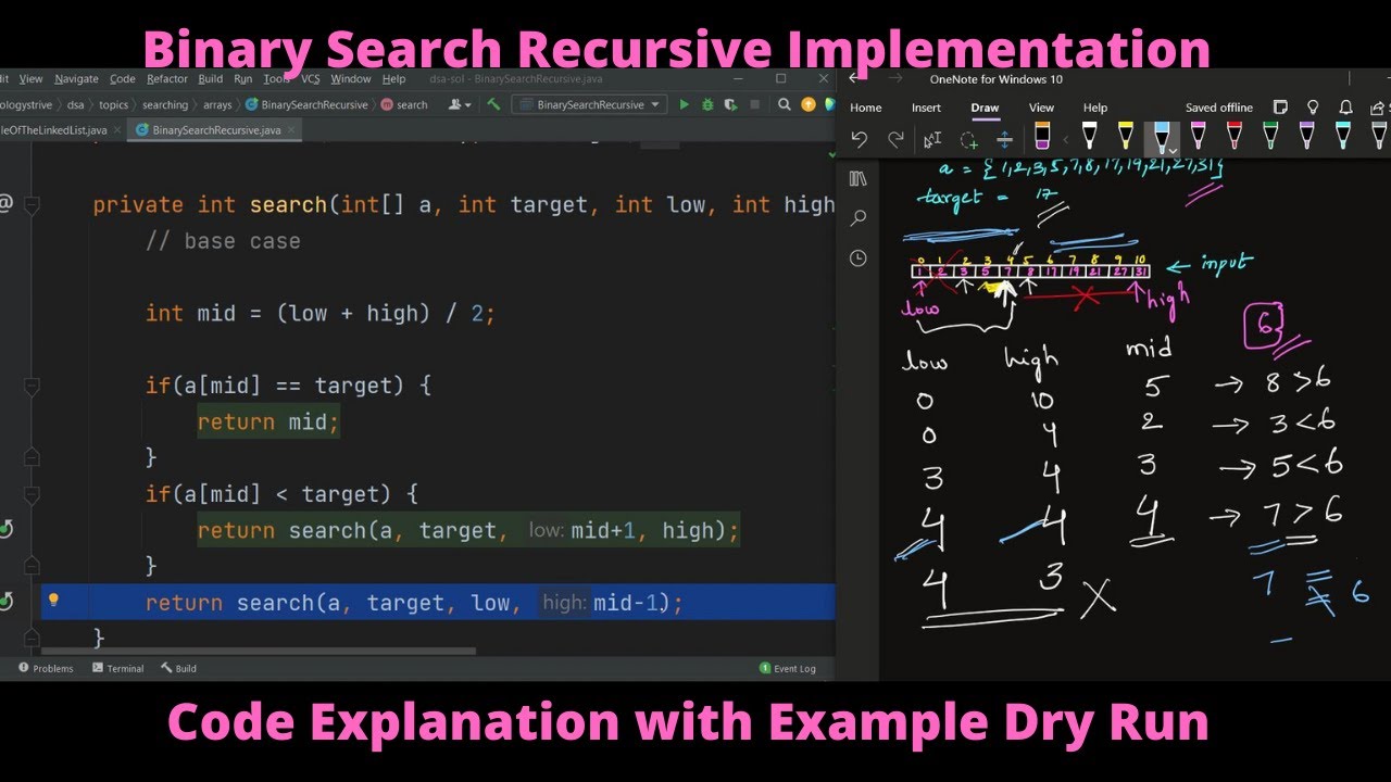 6 4 Binary Search Algorithm Recursive Implementation In Java Binary