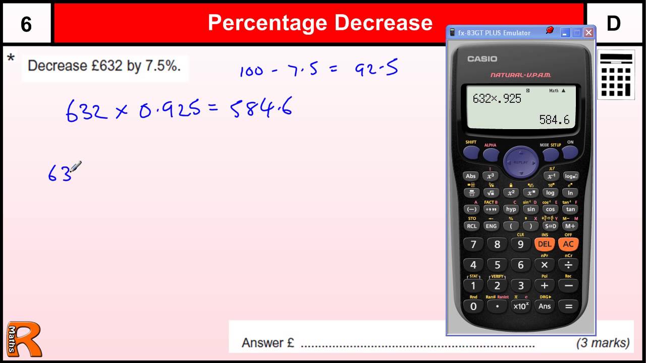 Percentage Decrease Gcse Maths Revision Exam Paper Practice Help