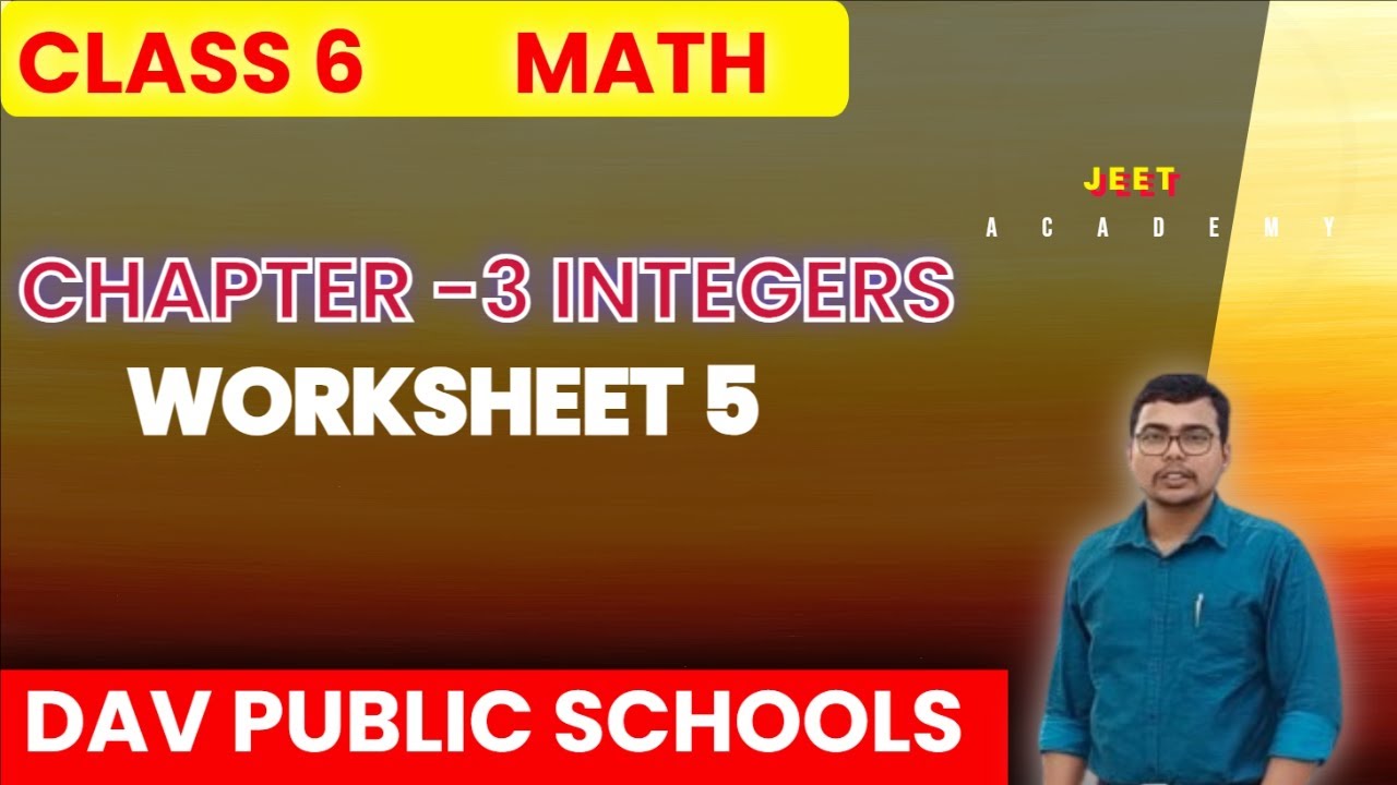 Dav Maths Class 6 Worksheet 5 Integers Worksheet 5 Youtube