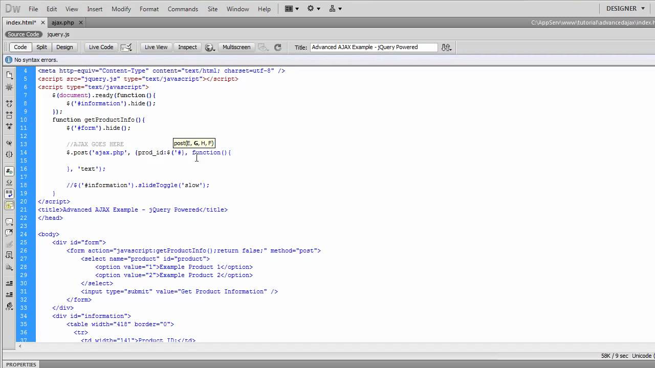 Advanced Ajax With Jquery Youtube