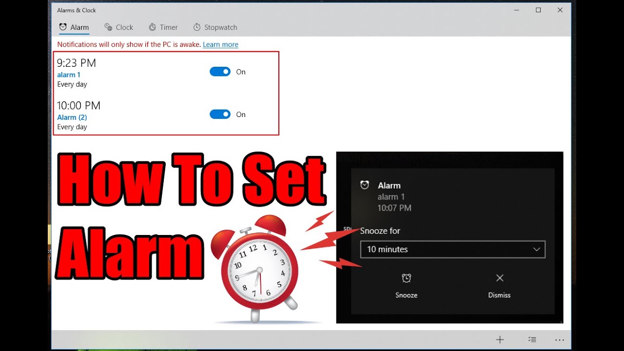 How To Set Alarm For Windows 10 Youtube