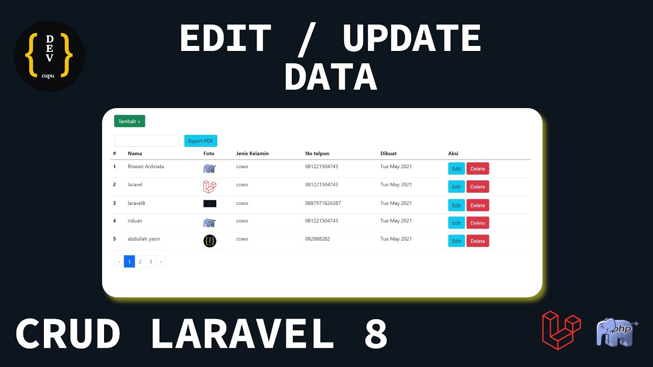 Crud Laravel 8 Part 5 Edit Data Update Data Youtube