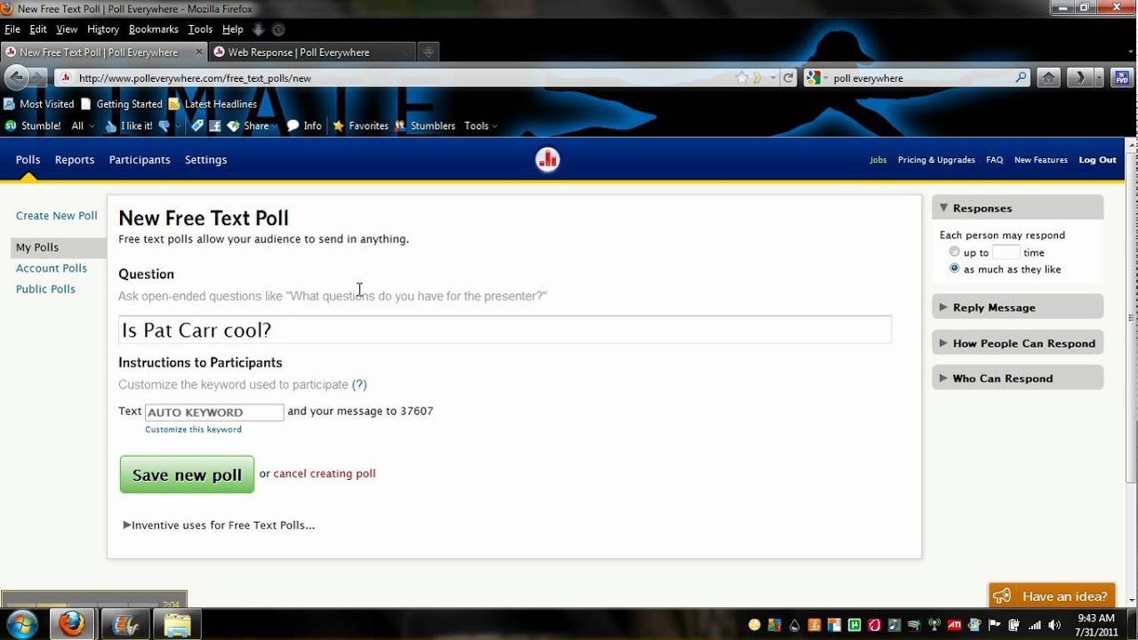 Poll Everywhere Example Youtube