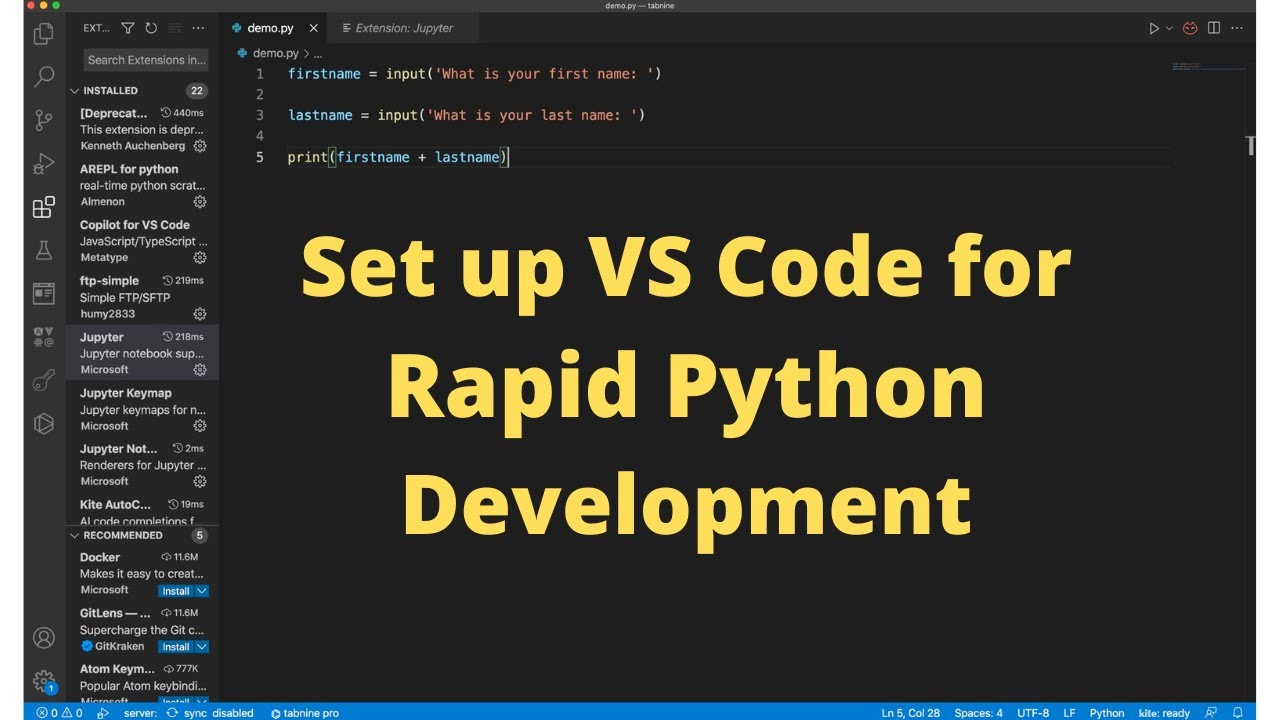 Setting Up Vs Code Rapid Python Development Youtube