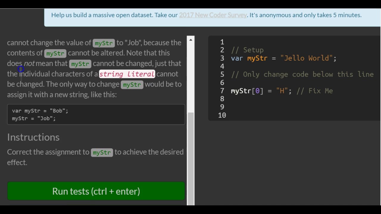Understand String Immutability Freecodecamp Basic Javascript Youtube