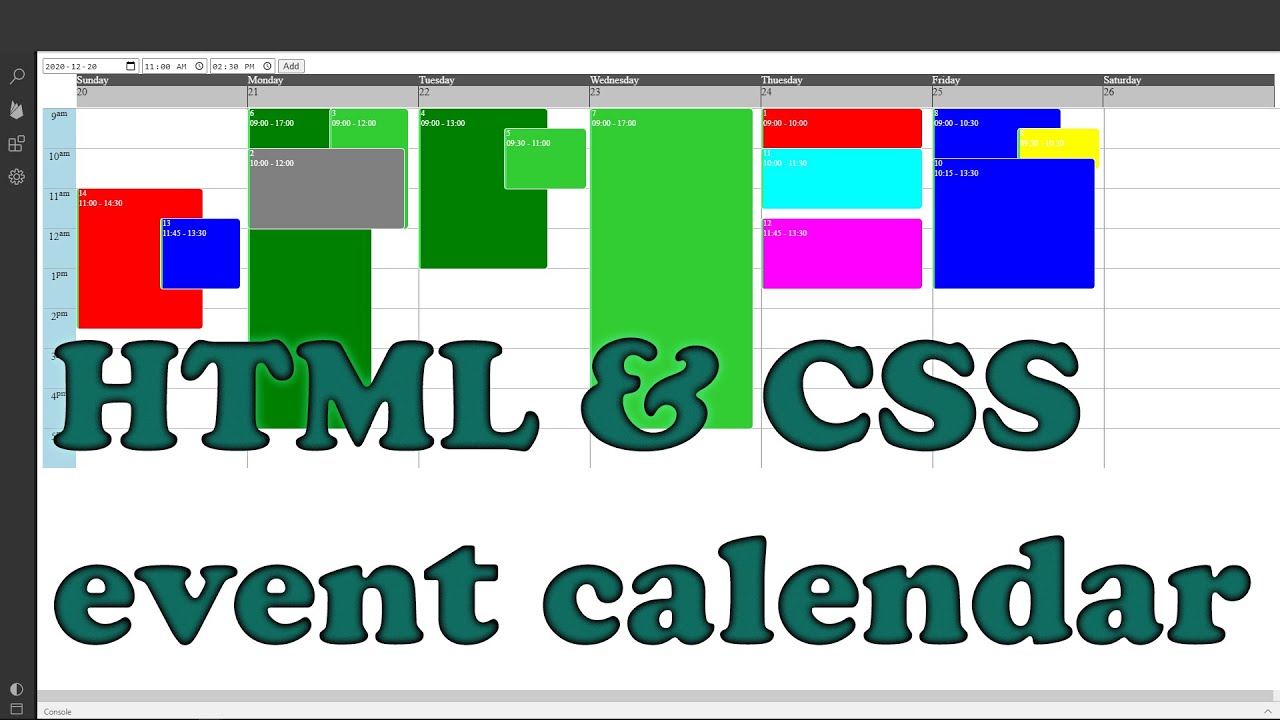 How To Create Event Booking Calendar Html Css Youtube