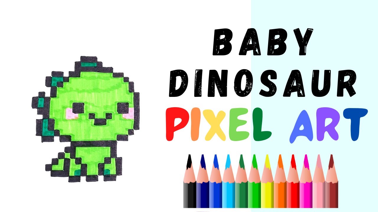 Pixel Art How To Draw A Cute Dinosaur Youtube