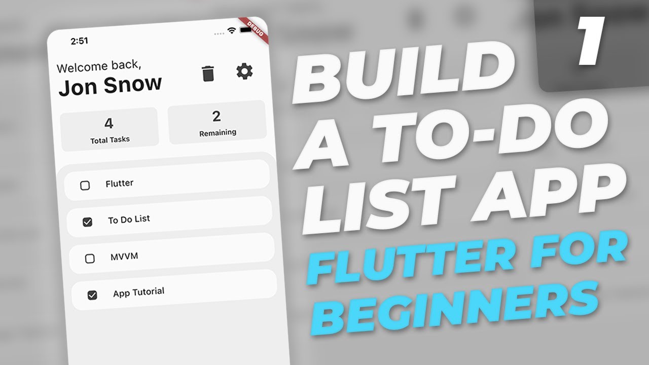 Build A Todo List App Flutter Tutorial For Beginners Part 1 Youtube