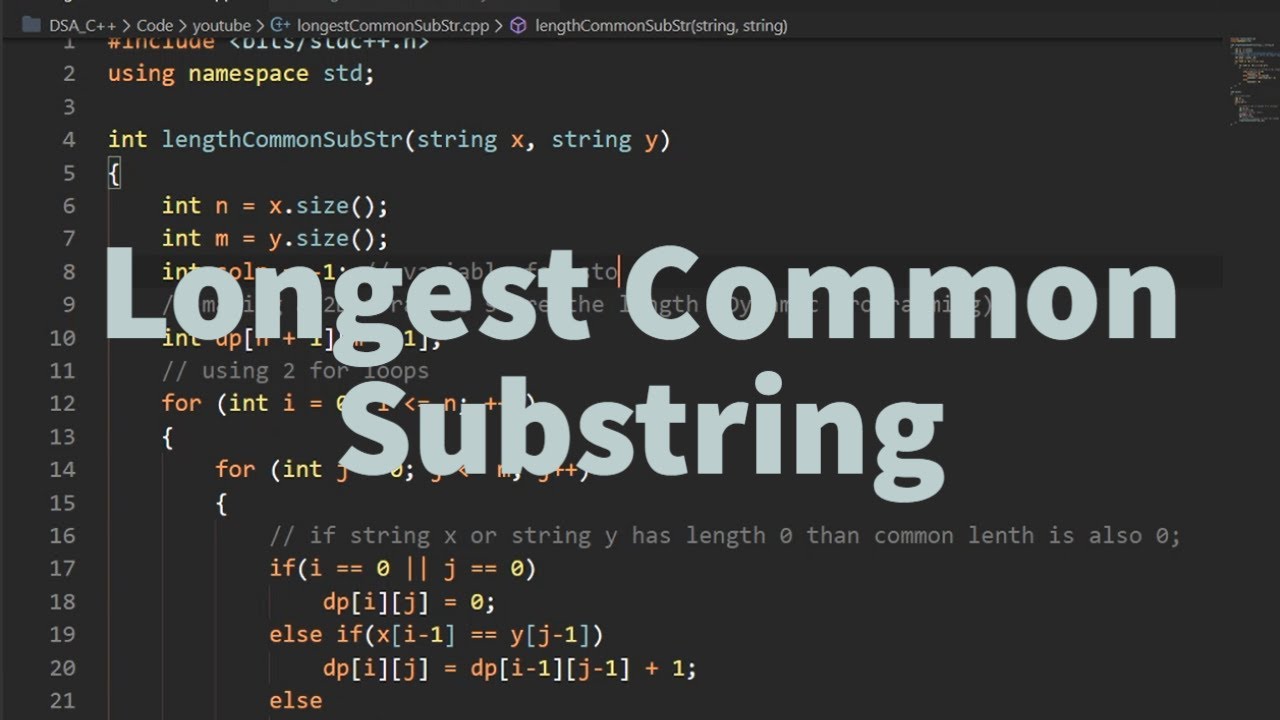 Longest Common Substring Dynamic Programming Youtube