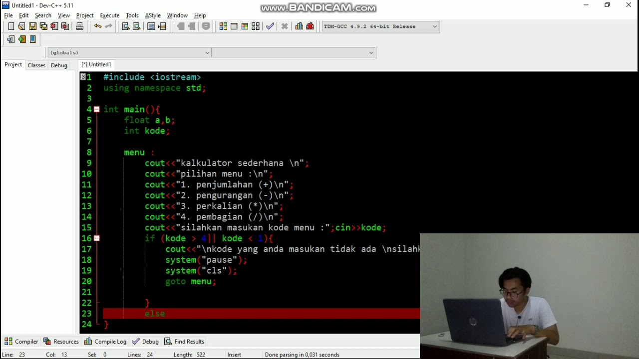 Simple Calculator Tutorial Using The C Program Youtube