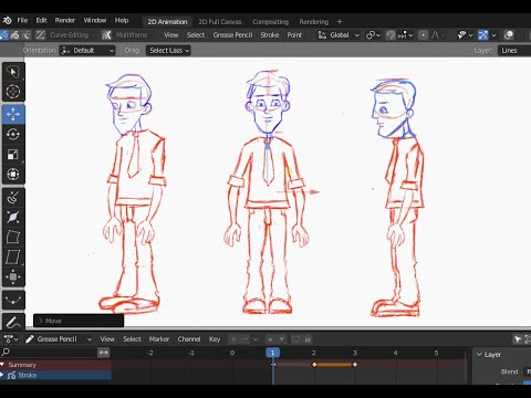 2d Animation Blender How To Draw A Character Turnaround The Head