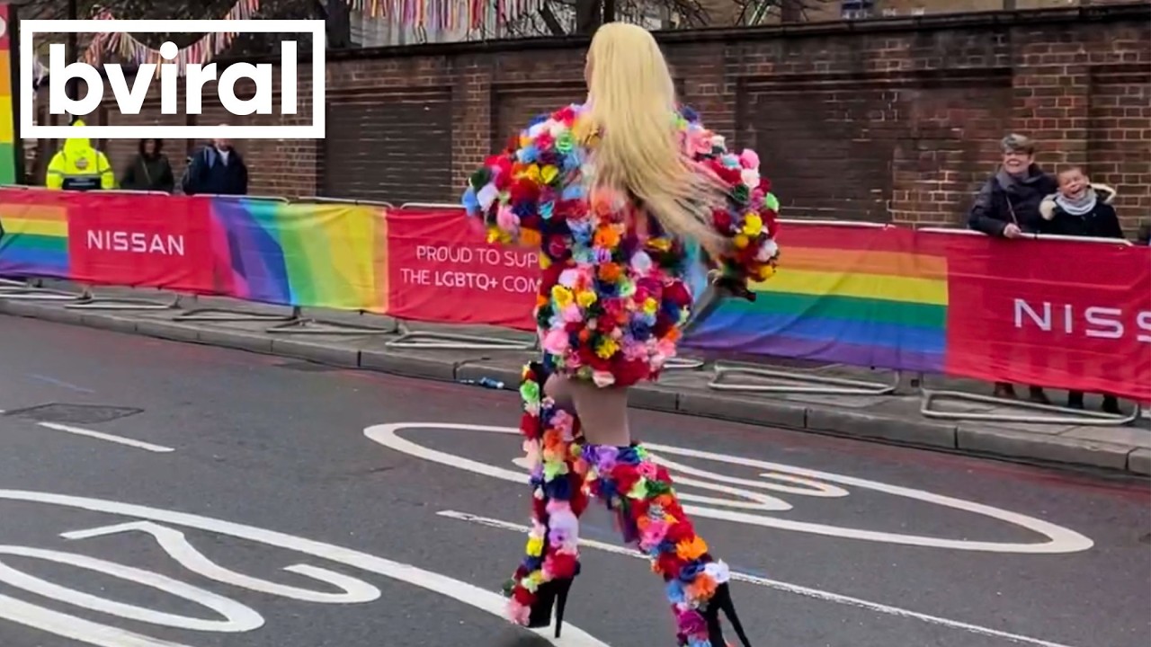 Drag Queen Runs London Marathon In Full Flower Outfit And 8 Inch Heels