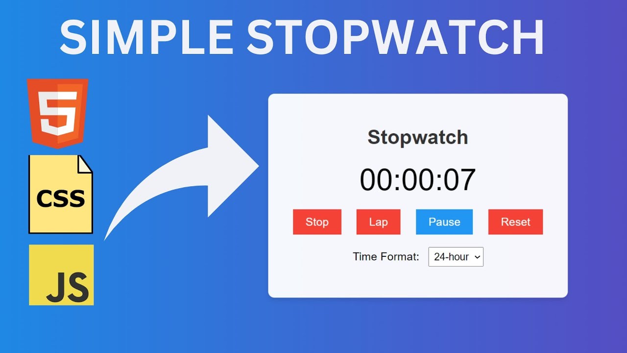 Simple Stopwatch Project With Html Css And Javascript Youtube