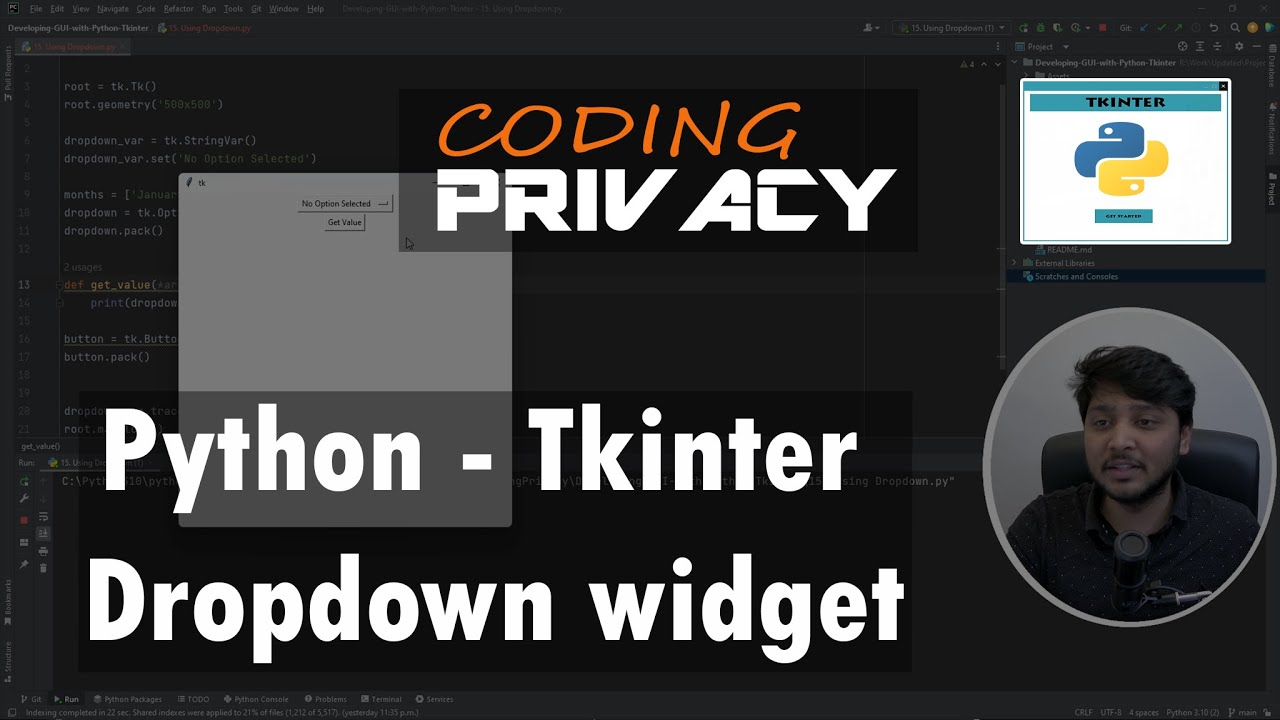 15 Dropdown Widget In Tkinter Python Youtube